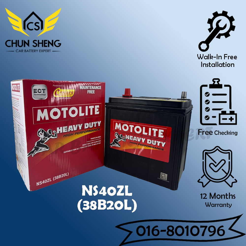 CENTURY MOTOLITE NS40ZL 38B20L CAR BATTERY KERETA BATERI PERODUO MYVI LAGI BEST VIVA BEZZA AXIA ...