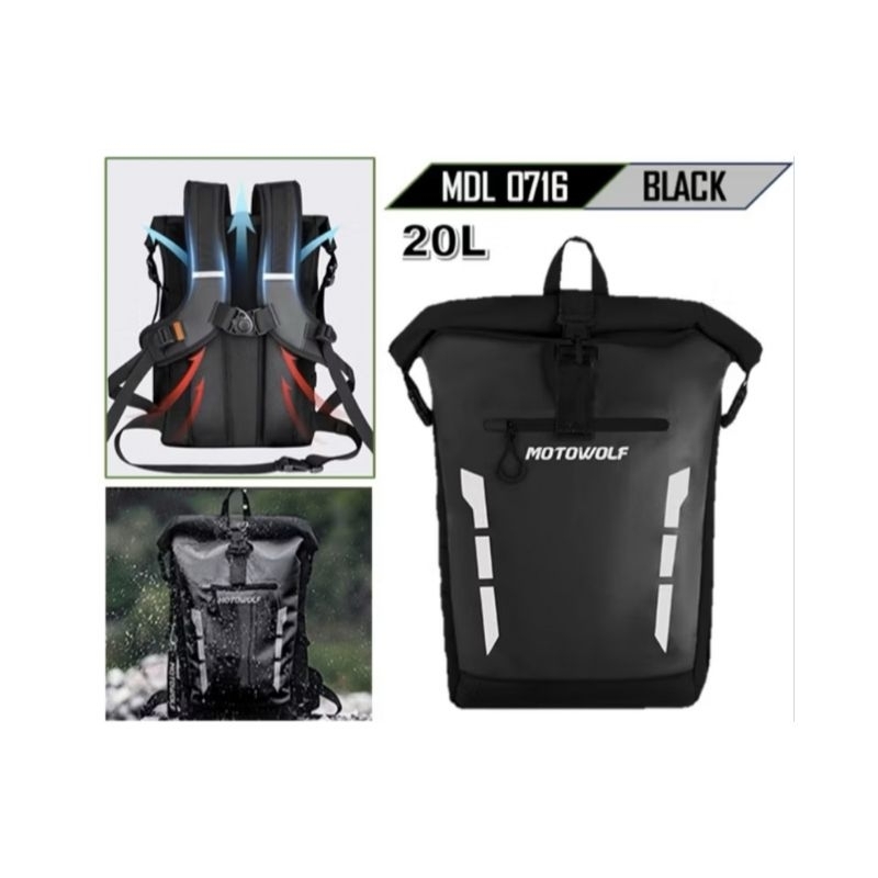 PREMIUM MOTOWOLF BACKPACK WATERPROOF 20L | Shopee Malaysia