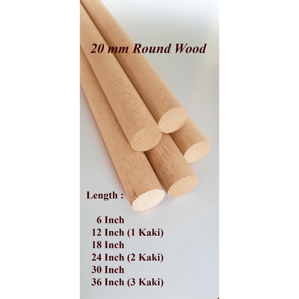 Diameter 20 mm Round Wooden Stick Wood Dowel DIY Arts Craft Modelling ...