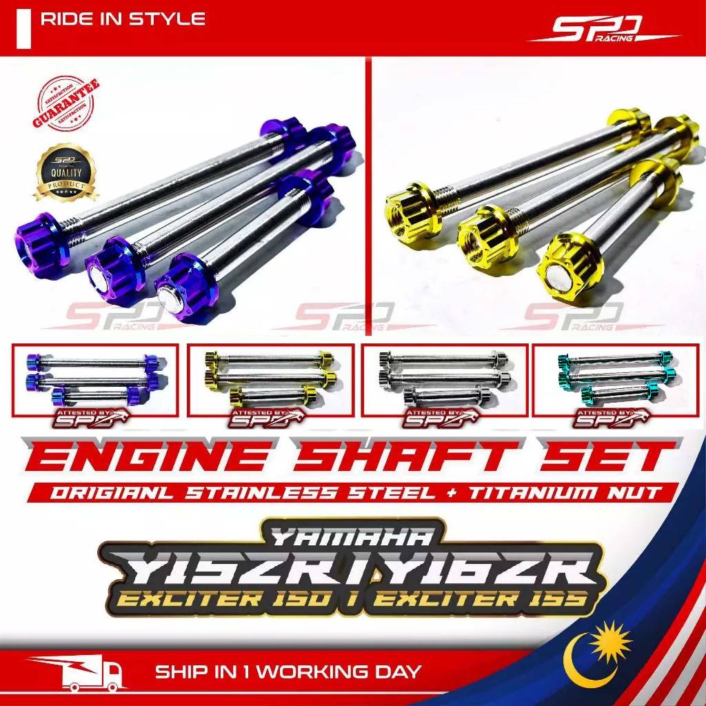Engine Shaft Set Sap Enjin 3PCS Batang Stainless Steel Titanium Nut PNP ...