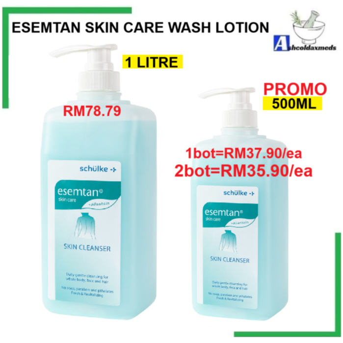 SCHULKE Esemtan Skin Care Wash Lotion 1 Liter EXP08/2027 or 500mL ...