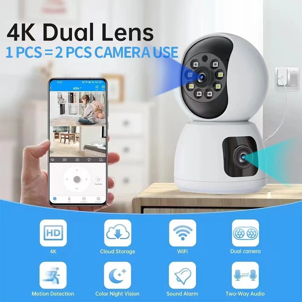 Carecam Y6203A Intelligent CCTV Dual Camera WIFI 4K HD Security Wireless IP Audio Recorder Smart ...