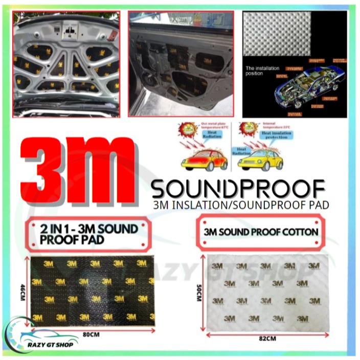 Soundproof Pad 3M WHITE COTTON CAR SOUND PROOF MAT 80CM x 50CM ...