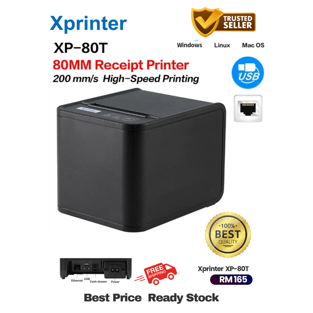Xprinter XP-80t USB High Quality 80 mm Thermal Receipt Printer Rollo ...