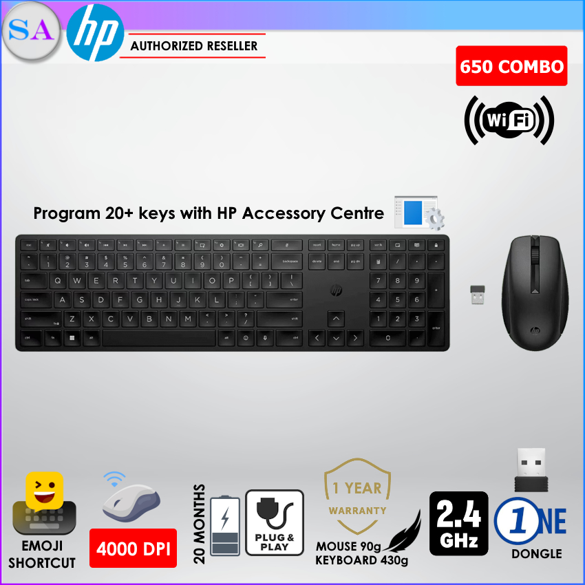 HP 650 Combo Wireless Keyboard and Mouse 4R013AA - BLACK | Shopee Malaysia