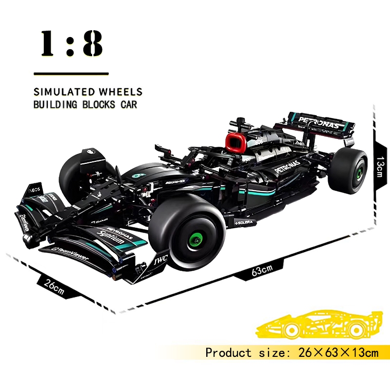 LELE TOP 1:8 Mercedes-AMG F1 W14 E Building Block Car Compatible with ...