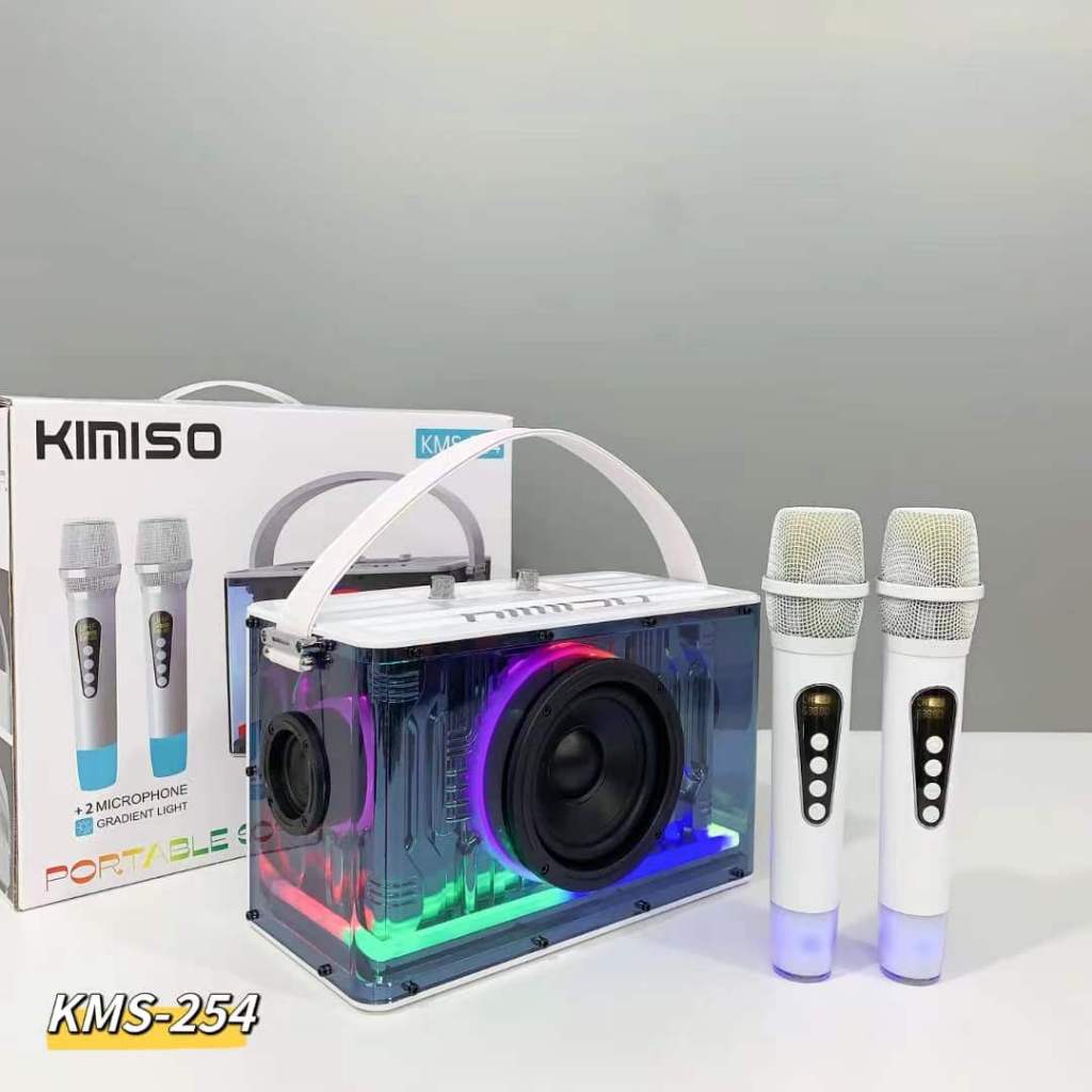 KIMISO KMS-254 RGB Luminous Wireless Bluetooth Dual Microphone Karaoke ...