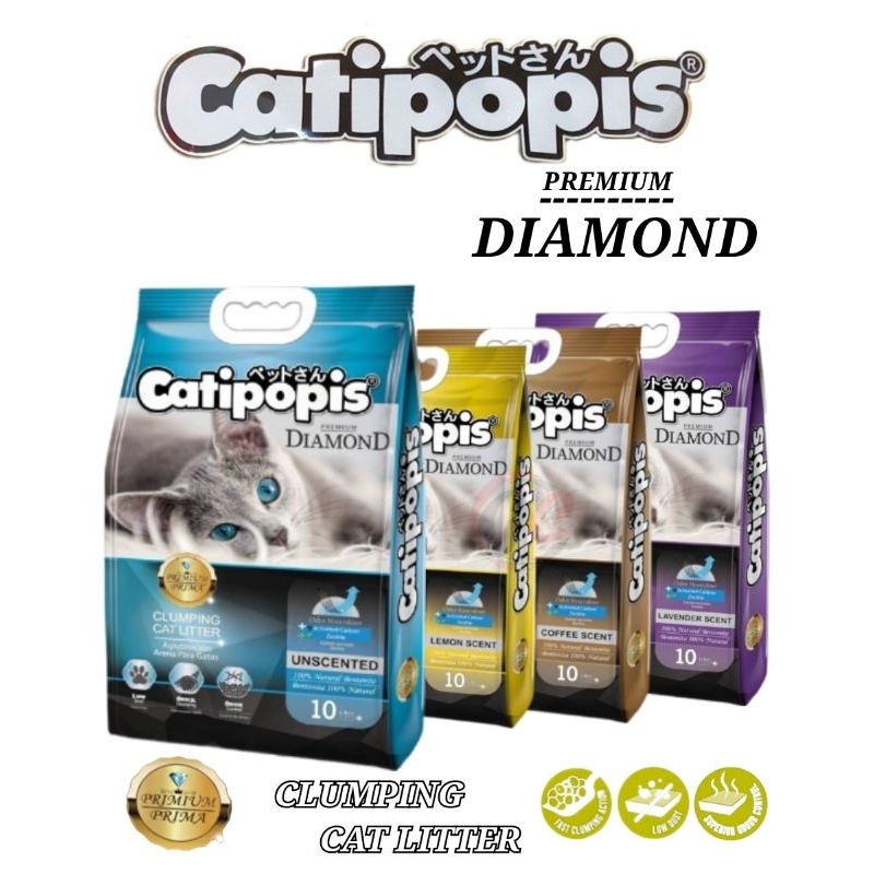Catipopis® Diamond Premium Cat Litter 10L/Catipopis 3x Wangian Premium ...