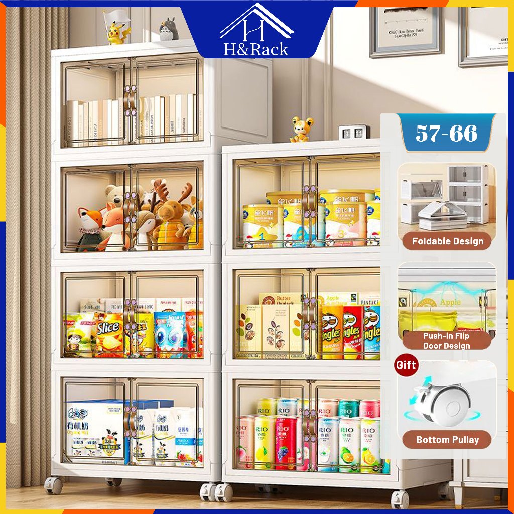 H&Rack 57-66cm (1-5) Storage Box Foldable Cabinet Storage Multipurpose ...