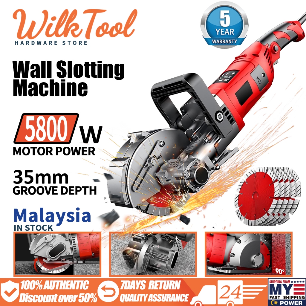35MM 5800W Multi-Function Wall Slotting Machine Cutter Groove Cement ...