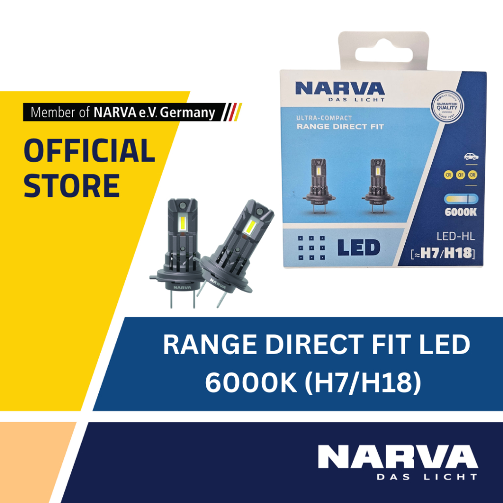 NARVA Germany 6000K Range Direct Fit LED Headlight Bulb Set (12V ...