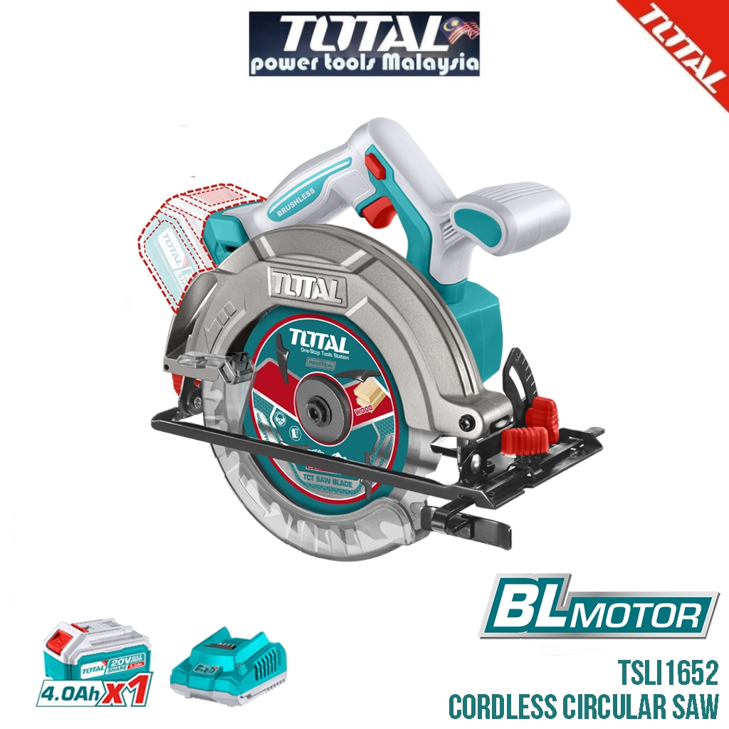 TOTAL Li-ion Circular Saw 45 & 90 Degree Bevel (165mm/6 1/2"/20V) + TCT ...