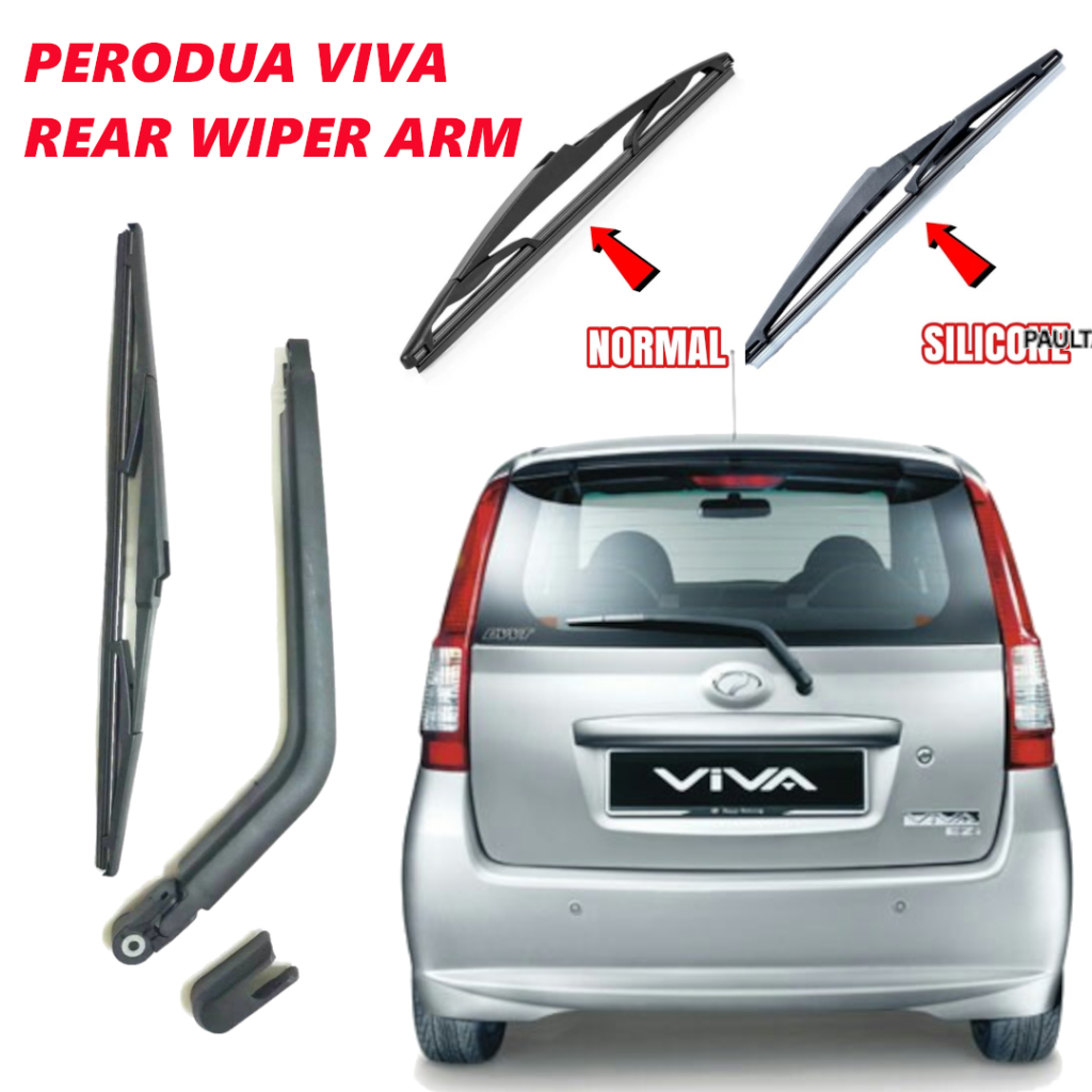 Perodua Viva Rear Wiper Arm + Blade 14'' Silicone Rubber Rear Wiper ...