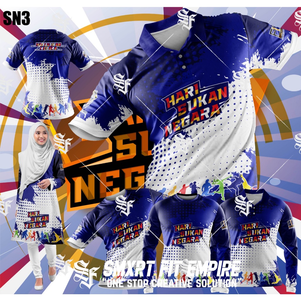 TSHIRT HARI SUKAN NEGARA FULL SUBLIMATION 180GSM MESH EYELET CODE SN3 ...