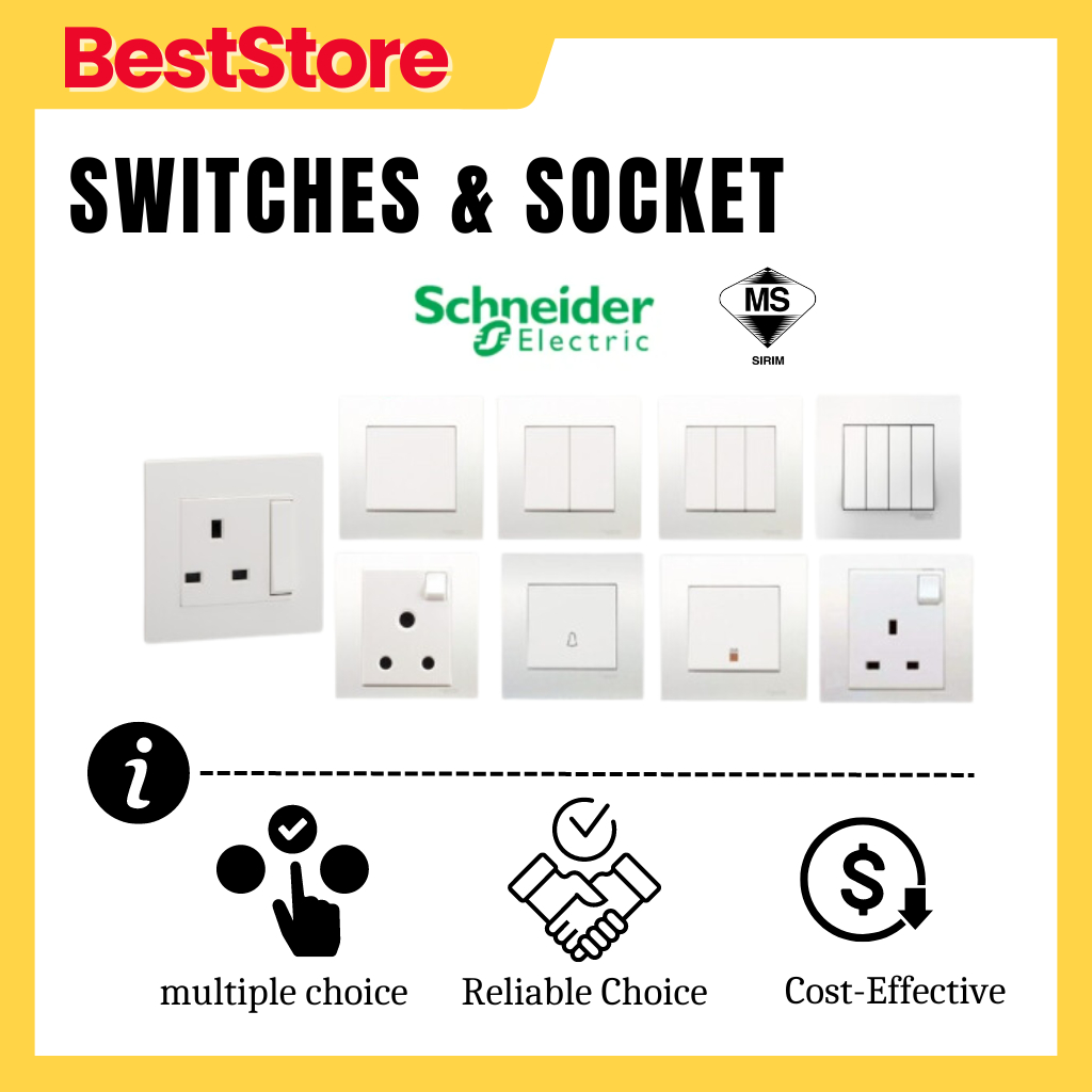 (SIRIM)Schneider Vivace 13A switch Socket Outlet & switches MODERN JKR ...