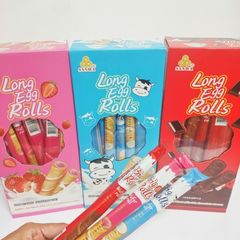 Long Egg Roll Filled With Delicious Cream ( Chocolate / Strawberry / Milk ) HALAL | Shopee Malaysia