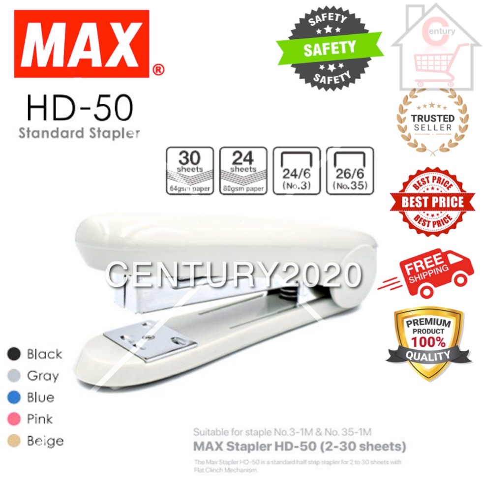 MAX HD-50 Stapler Ergonomic Style Stapler | Shopee Malaysia