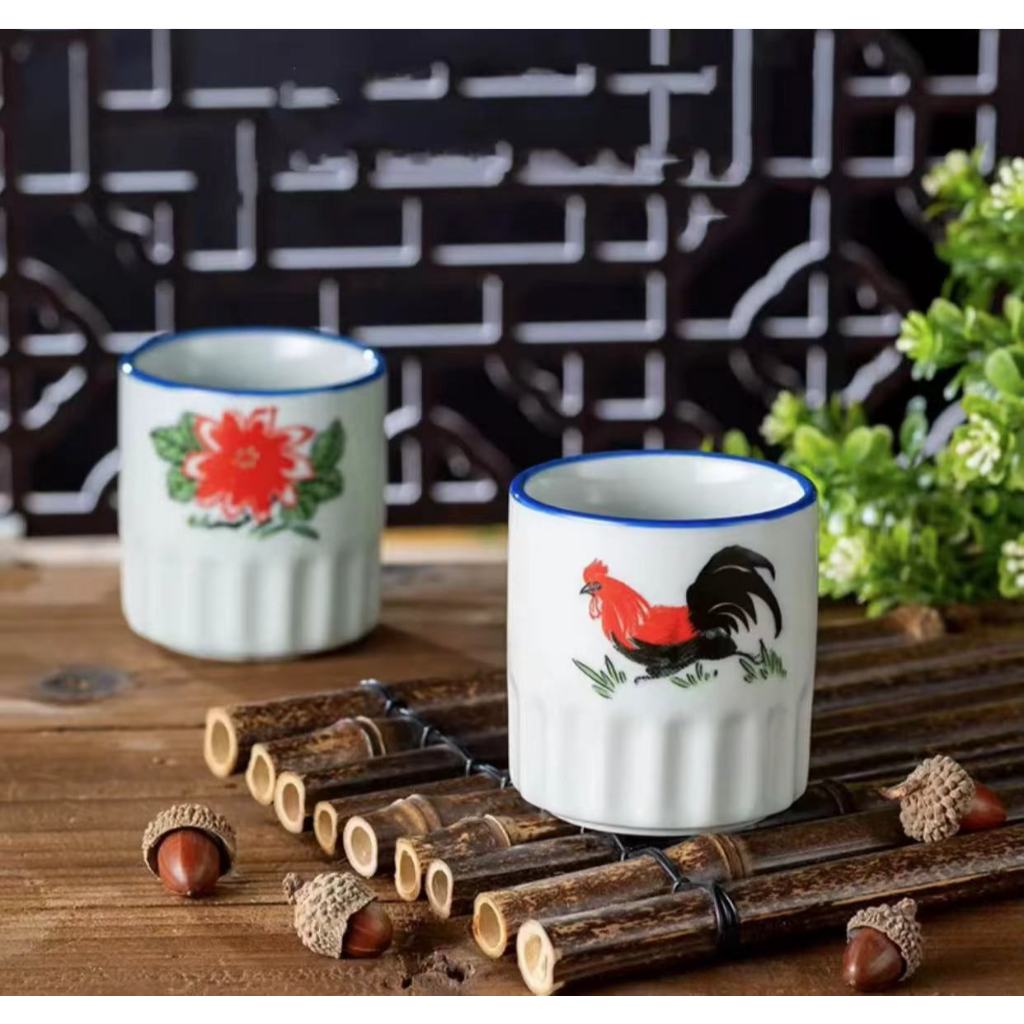 (2pcs)Nostalgia Rooster Series Ceramic Teacup Cawan Teh Cawan Ayam ...