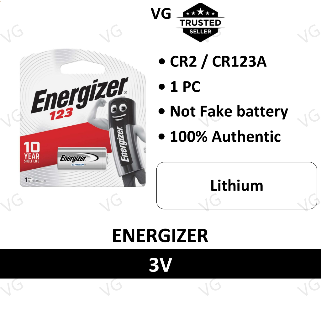[100% ORIGINAL ENERGIZER] CR2 CR123A lithium battery 3V Bateri Lithium ...