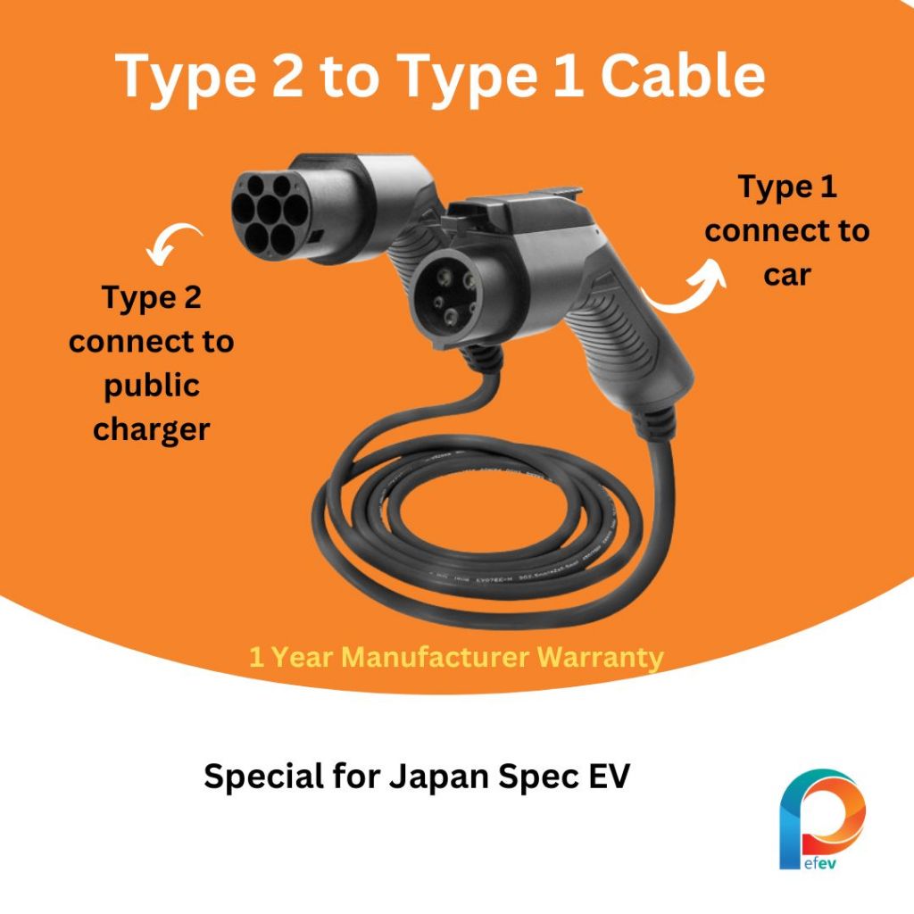 Type1 Female to Male Plug EV Charging Cable 32A 7KW Electric Car ...