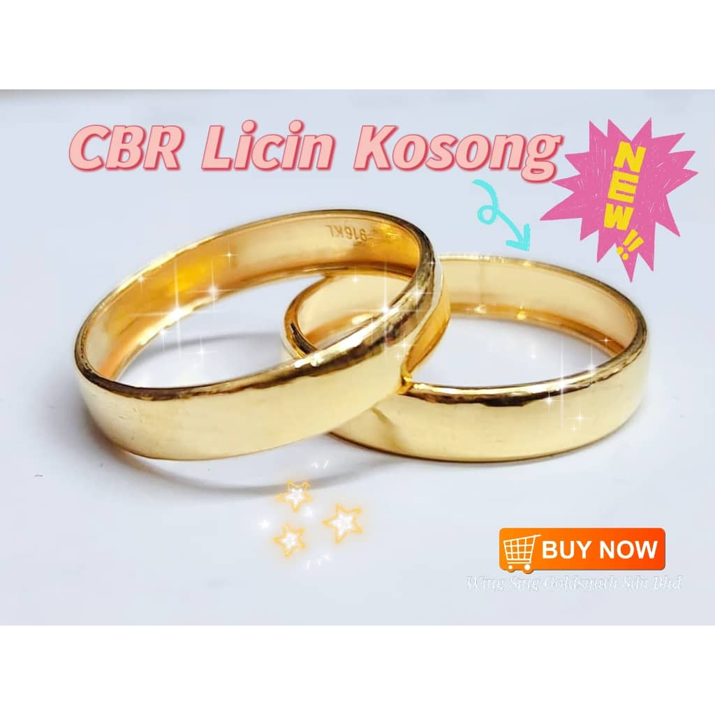Wing Sing Cincin Belah Rotan Licin CBR Kosong Fesyen Emas Tulen 916 / ...