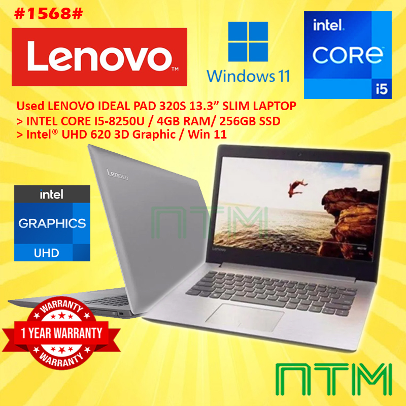 #1568 USED LENOVO IDEAPAD SLIM 13.3" FHD LAPTOP INTEL CORE I5-8250U 4G ...