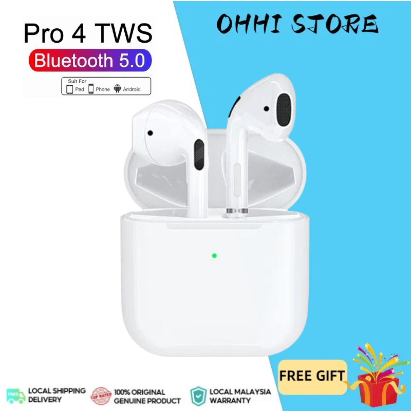 Pro 4 TWS Bluetooth Earphones 5.0 Wireless Headphones Hi-Fi Stereo ...