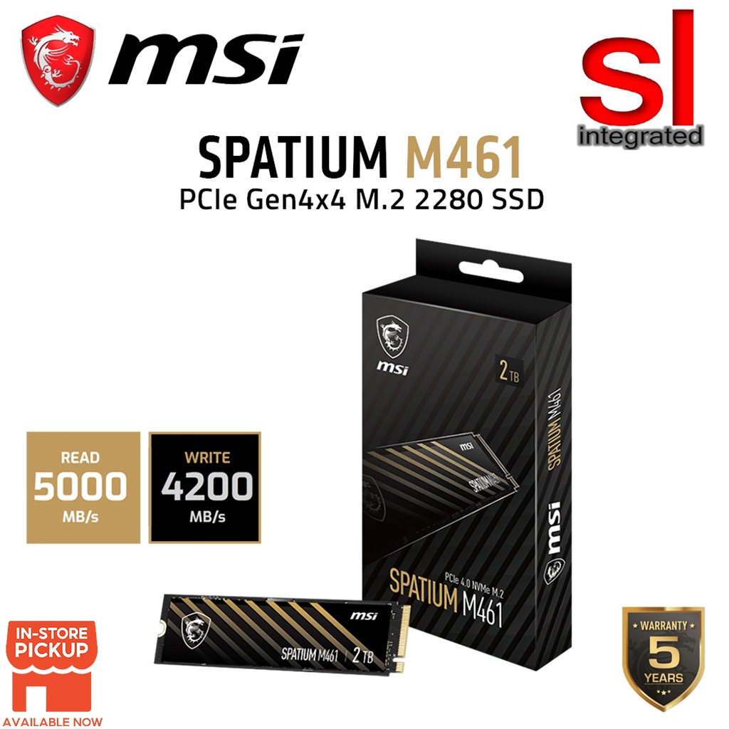 MSI SPATIUM M461 PCIe 4.0 NVMe M.2 SSD - 500GB/1TB/2TB | Shopee Malaysia