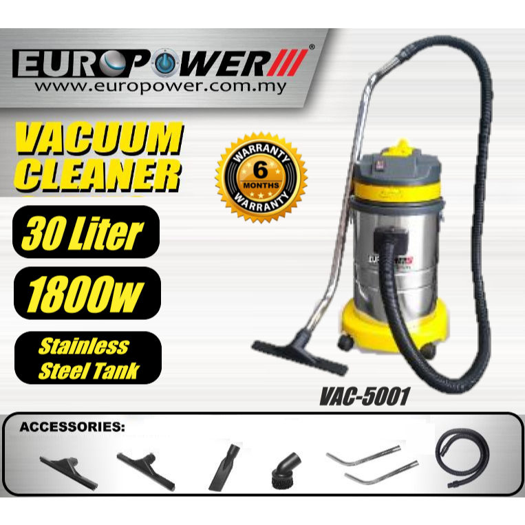 Europower / EuroX VAC5001 VAC-5001 30L Vacuum Cleaner Wet And Dry Vacum ...