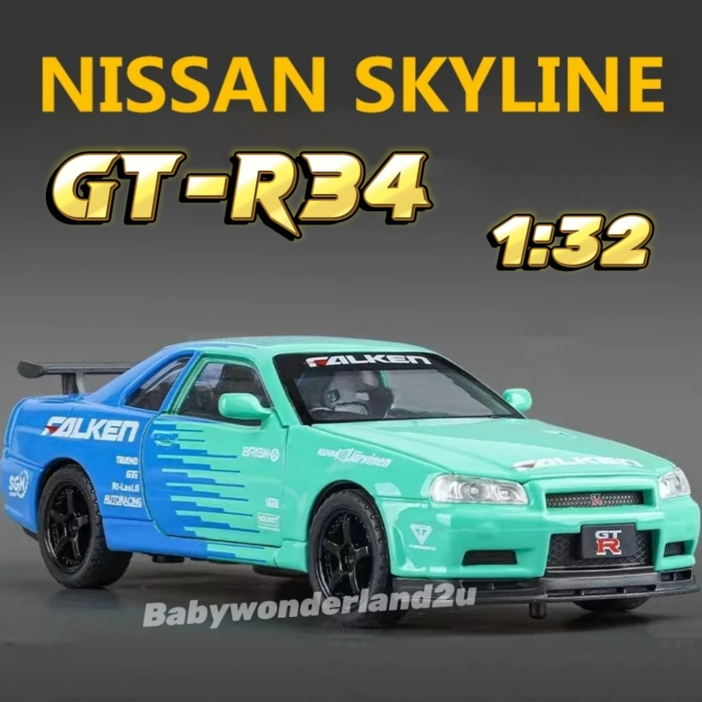 Die Cast 1:32 Nissan Skyline GTR R34 Spoon Diecast Vehicle Models ...