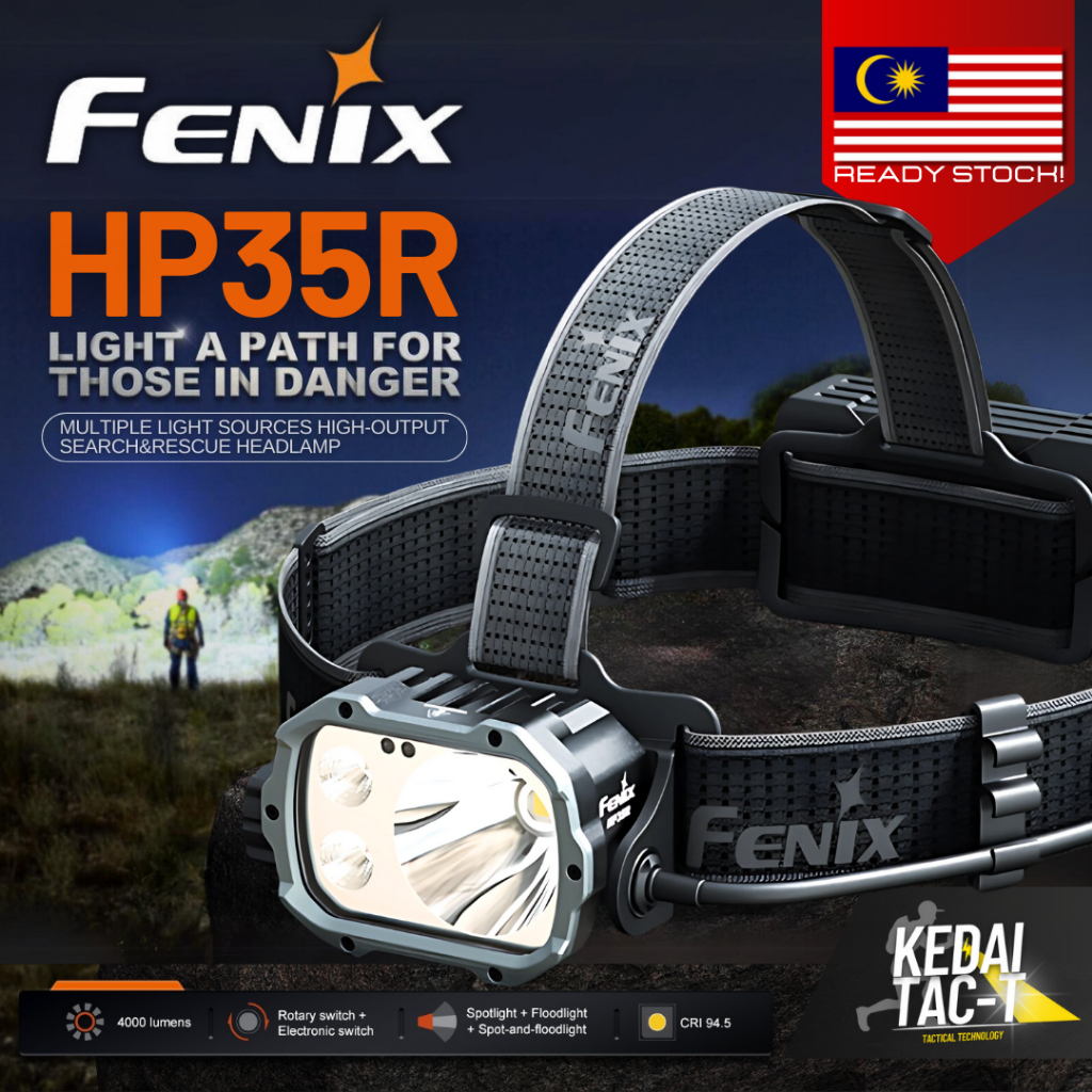 FENIX HP35R - 4000 LUMEN Neutral White and Warm White Battery Pack Headlamp - Ready Stock in ...