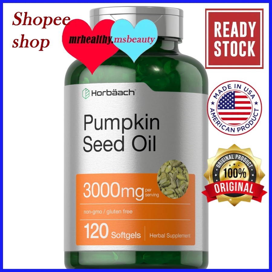 Horbaach Pumpkin Seed Oil 120 softgels - Supports Heart Health, rich in ...