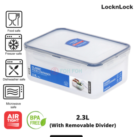 LocknLock 2.3L Divider PP Microwave Airtight Stackable Classic Food ...