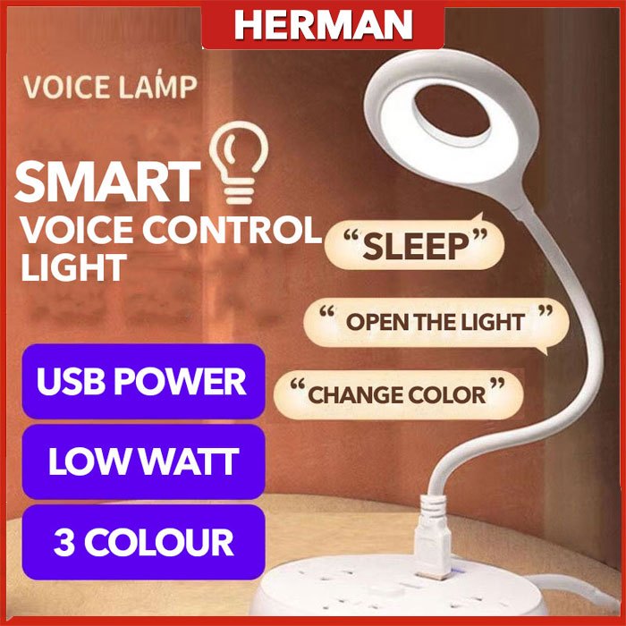 USB Voice Control Light Lamp Voice Sensor Light Switch 3 Colors LED ...