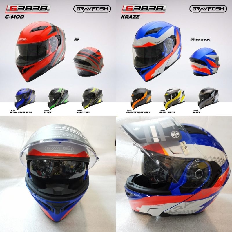 Grayfosh G3838 helmet full face double visor certified sirim L size ...