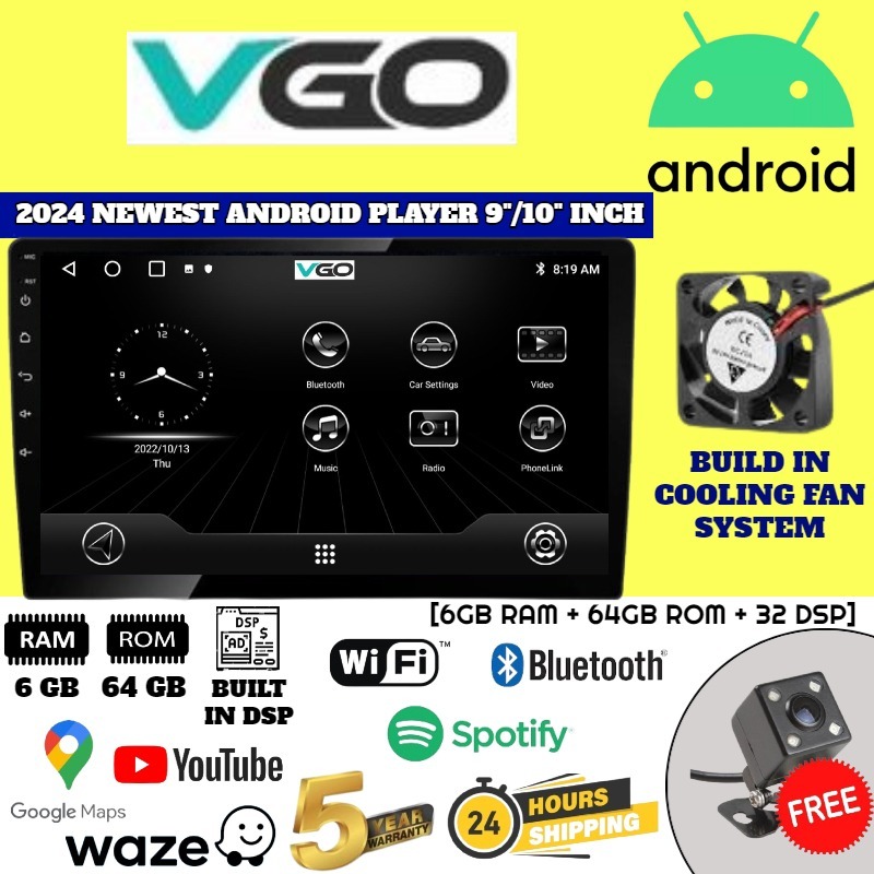 "With Cooling System"[6GB RAM+64GB ROM] VGO Android Player 9"10" inch ...