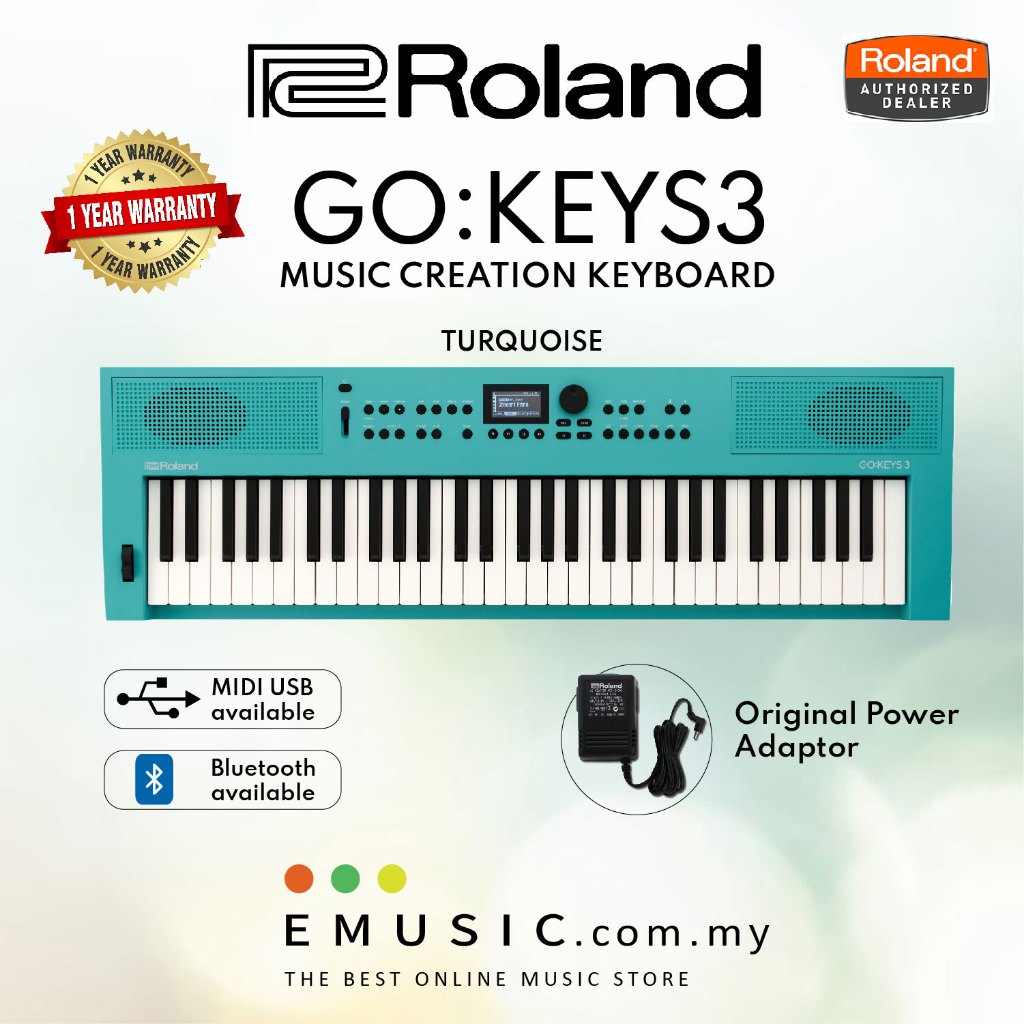 Roland GO:KEYS3-TQ Turquoise Music Creation 61 Keys Keyboard (GO KEYS ...