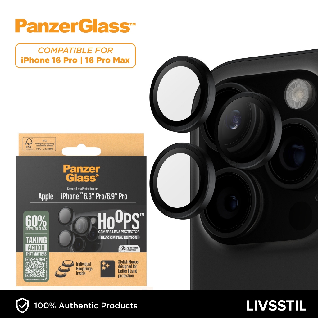 PanzerGlass Hoops™ Black Lens Protector iPhone 16 Pro | 16 Pro Max ...