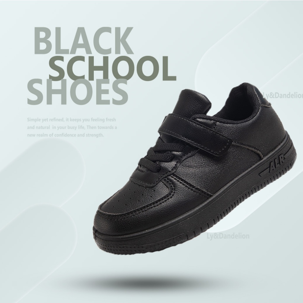 Black School Shoes Boys Leather Kasut Hitam Sekolah Black Kids Shoes ...