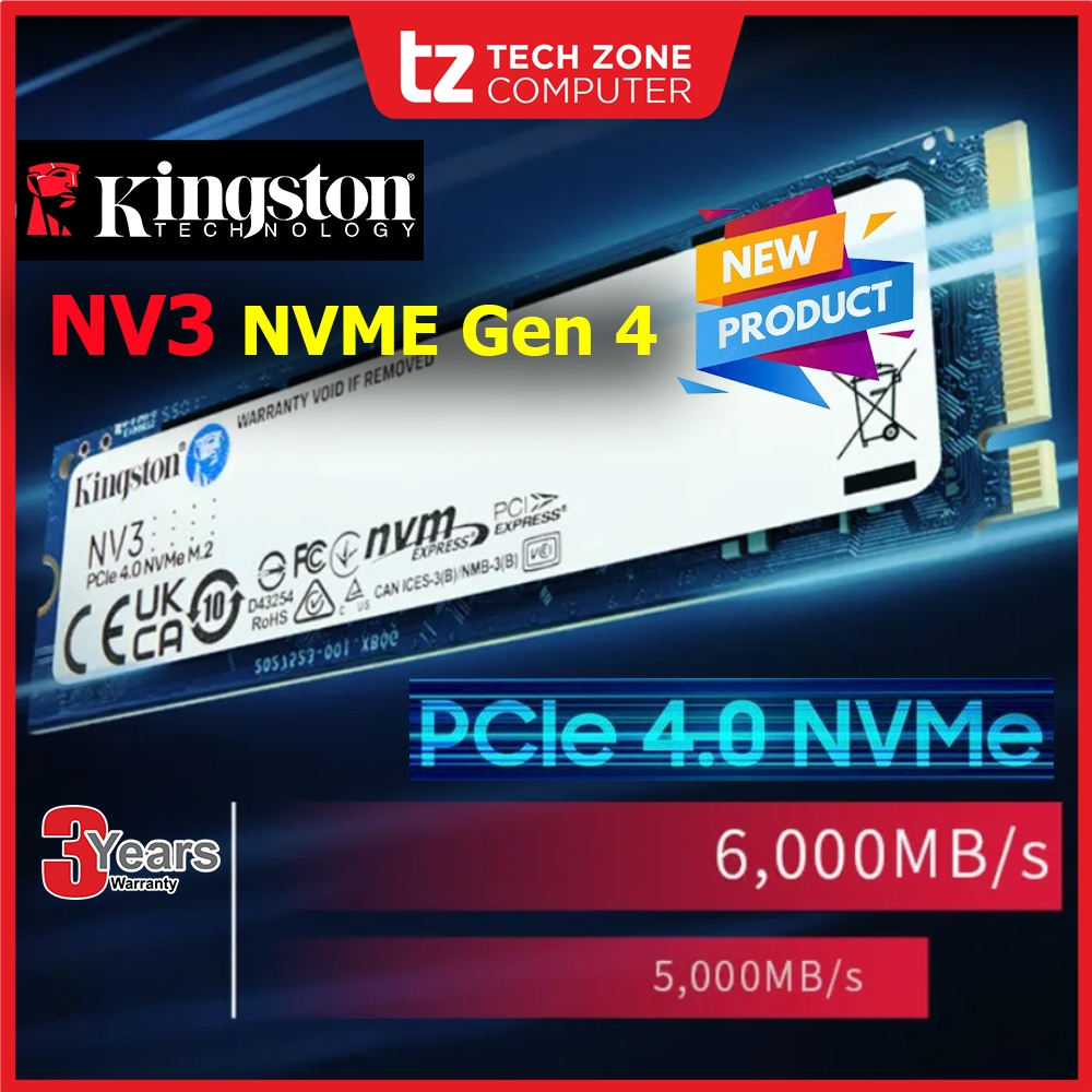 Kingston NV3 NVMe PCIe Gen 4x4 (up to 6,000MB/s) M.2 2280 SSD SNV3S ...