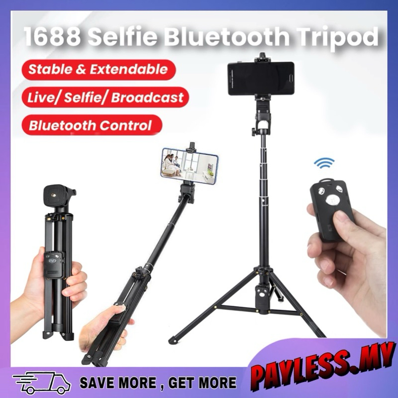 Yunteng VCT-1688 Tripod Selfie Stick With Bluetooth Remote Shutter ...