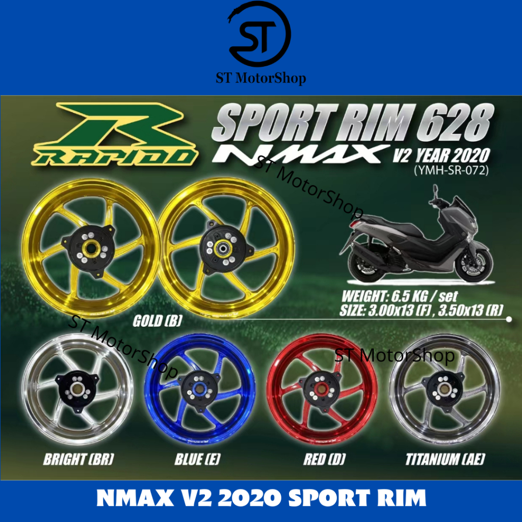 RAPIDO Nmax V2 2020 CNC Sport Rim 628 Front 300*13 Rear 350-*13 Depan ...