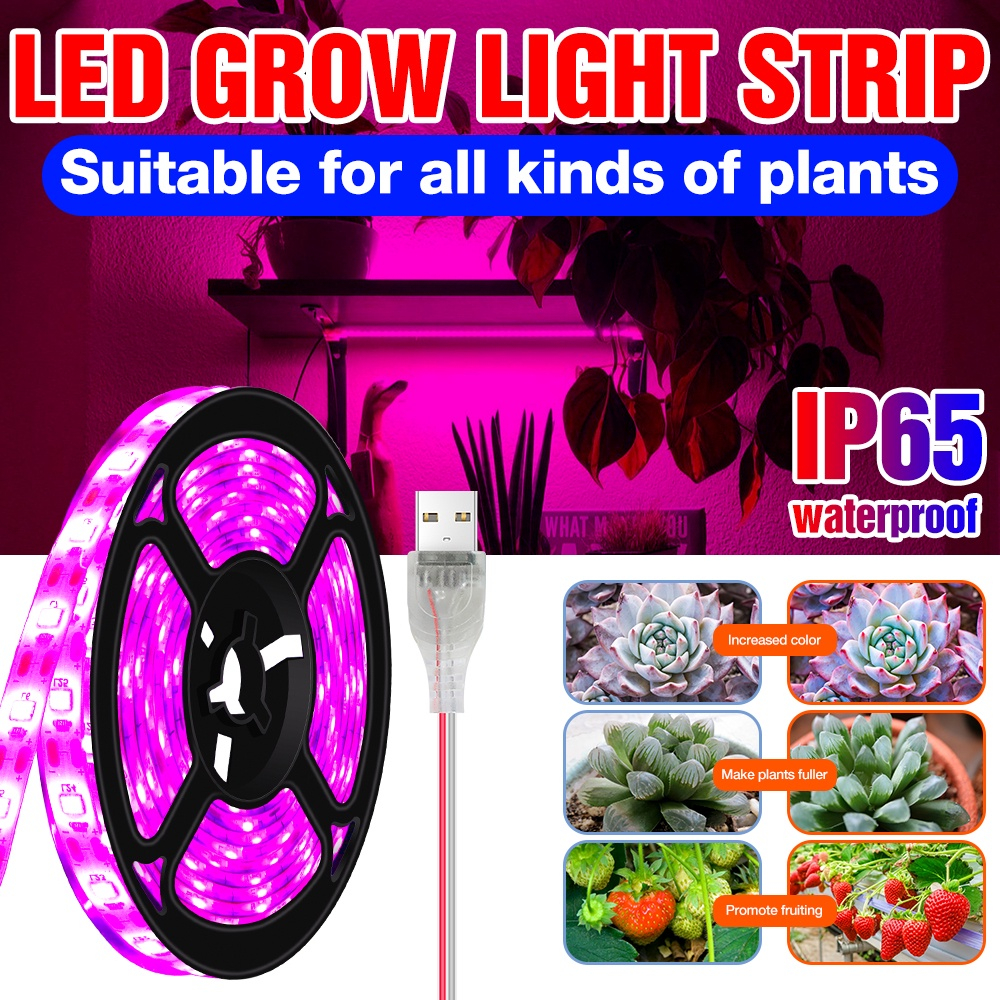 LED Plant Grow Light strip 1M 2M 3M USB 5V Full Spectrum Plant Growth ...