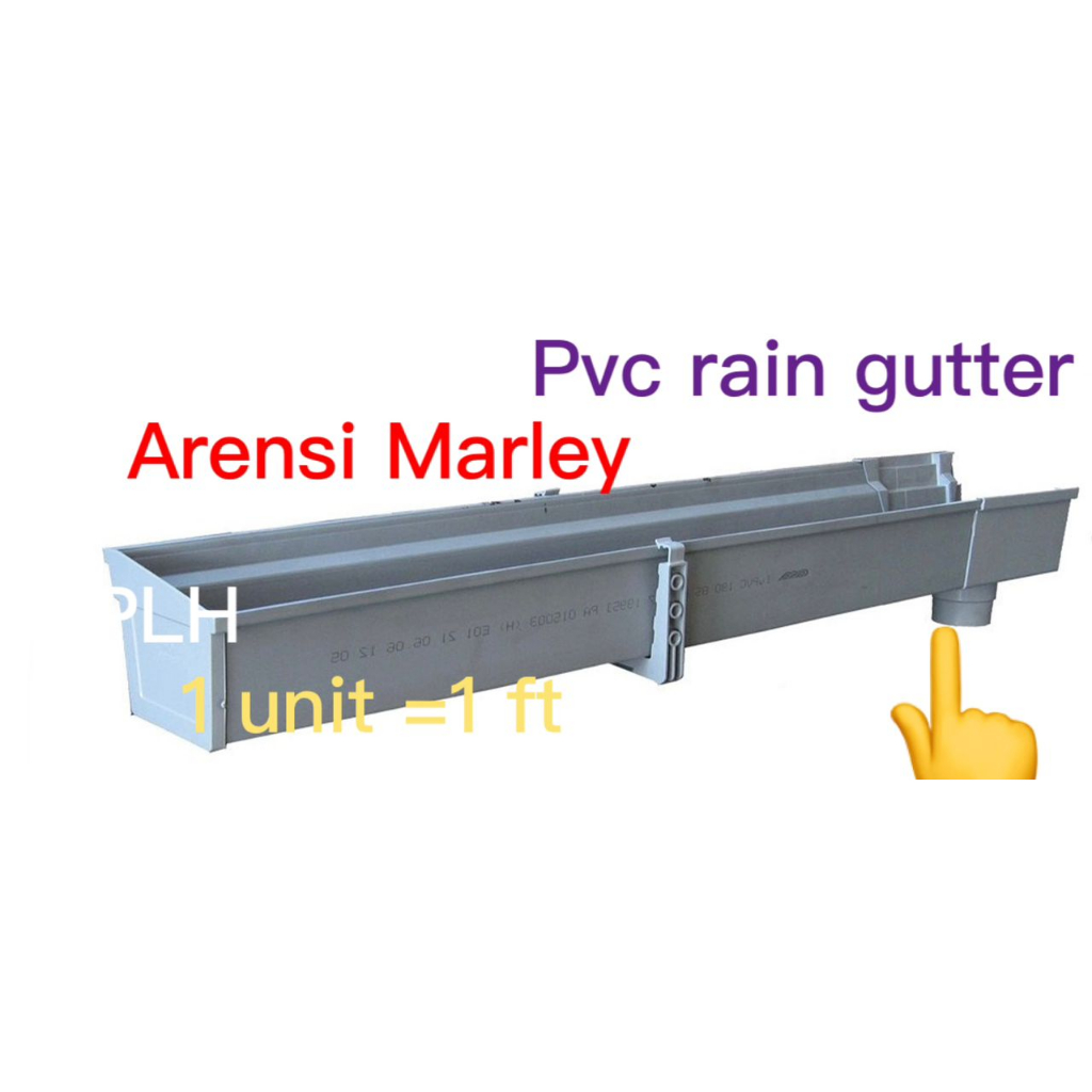 ARENSI MARLEY F300 PVC RAIN GUTTER(GREY) 1ft | Shopee Malaysia