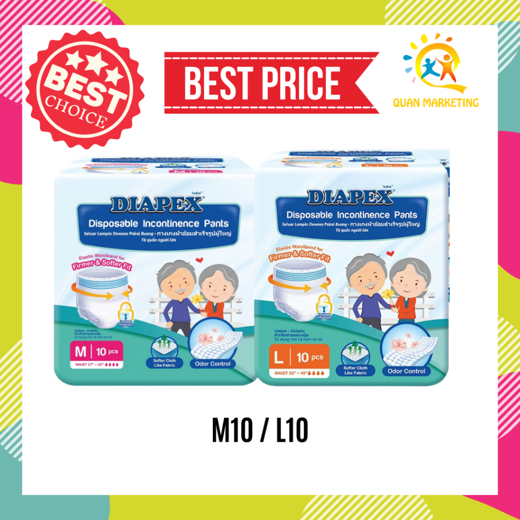 Diapex Seluar Dewasa M10 / L10 - 1 Pek | Shopee Malaysia