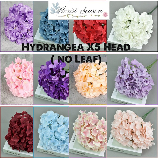 Bunga Hydrangea x5 Kepala (X Daun) 50cm / Artificial Hydrangea Flower ...