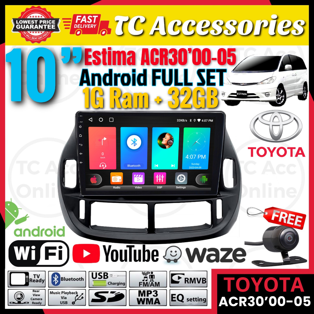 (Toyota Estima ACR30 2000-2005) 10" Android 2-DIN Car Player 2GB/4GB ...