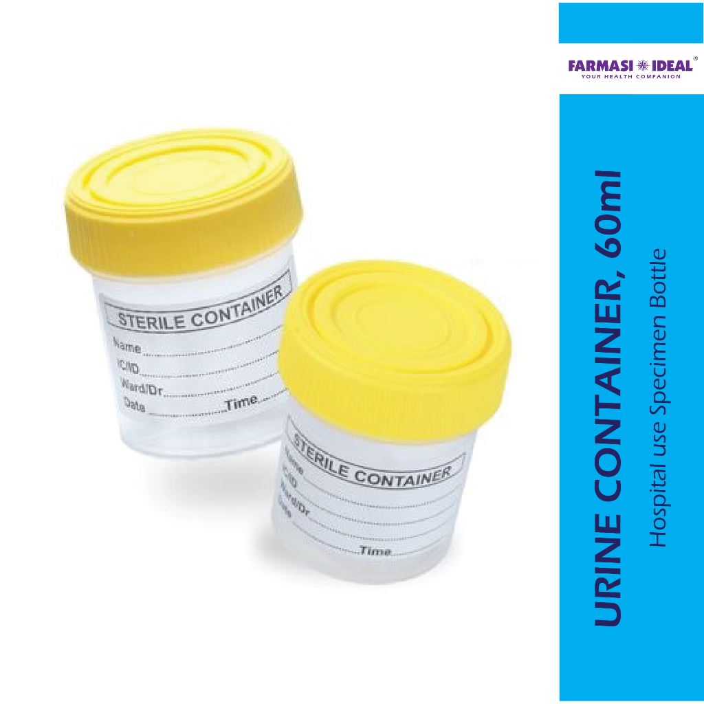 Urine Container Urine Collector Sample Yellow Cap, 60ml - READY STOCKS ...