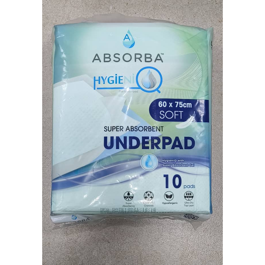 Absorba Hygeini Super Absorbent Underpad (60 x 75cm) (10's) | Shopee ...