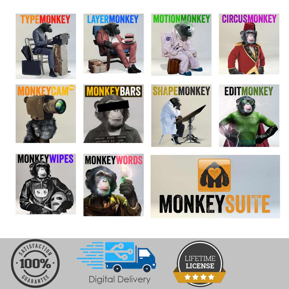 Monkey Suite Bundle -words, wips, edit, layer, type/3D, motion, layer ...